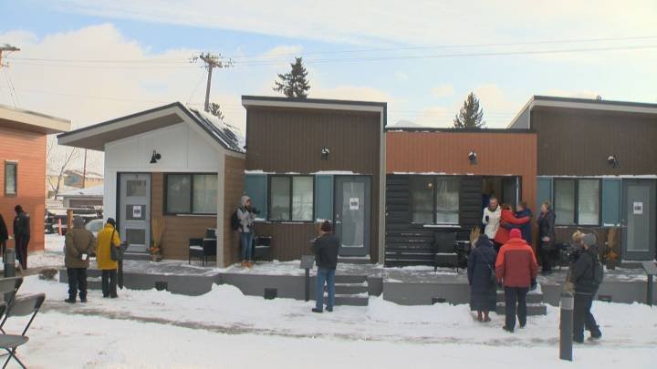 Tiny homes village for homeless veterans officially opens in Calgary ...