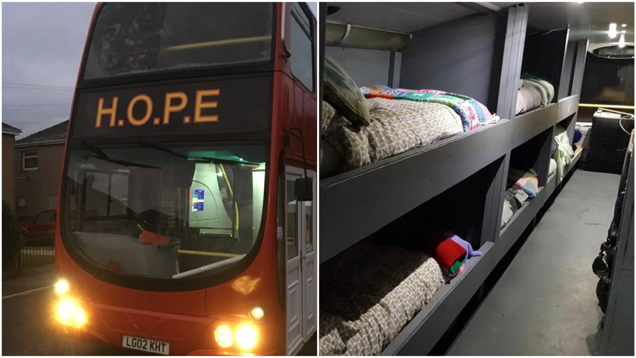 This double-decker bus was converted to give homeless people somewhere ...